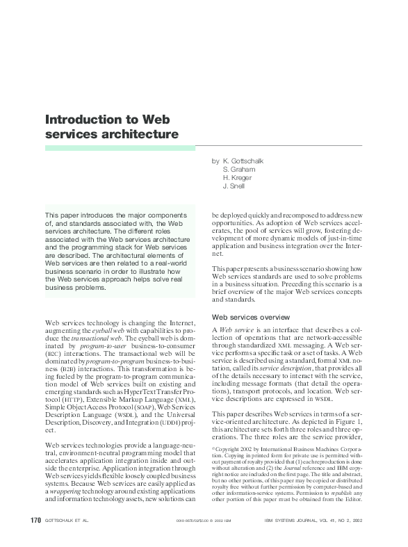 (PDF) Introduction to web services architecture