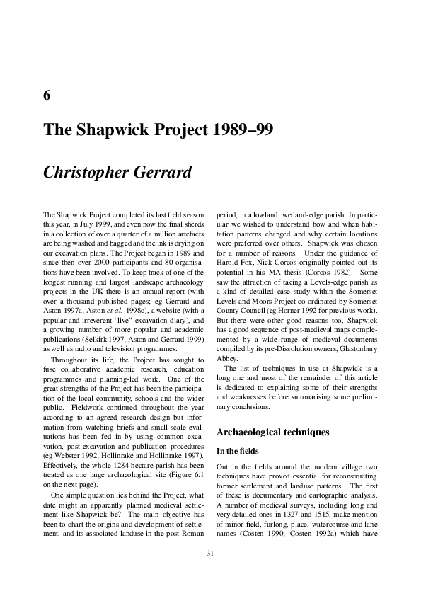 The Shapwick Project.