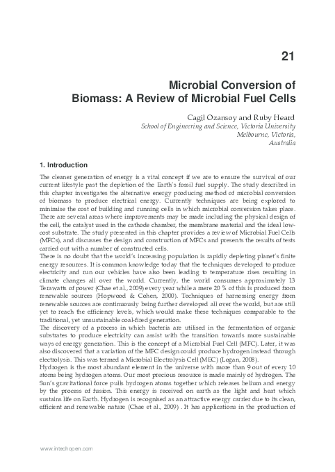 (PDF) Microbial Conversion of Biomass: A Review of Microbial Fuel Cells