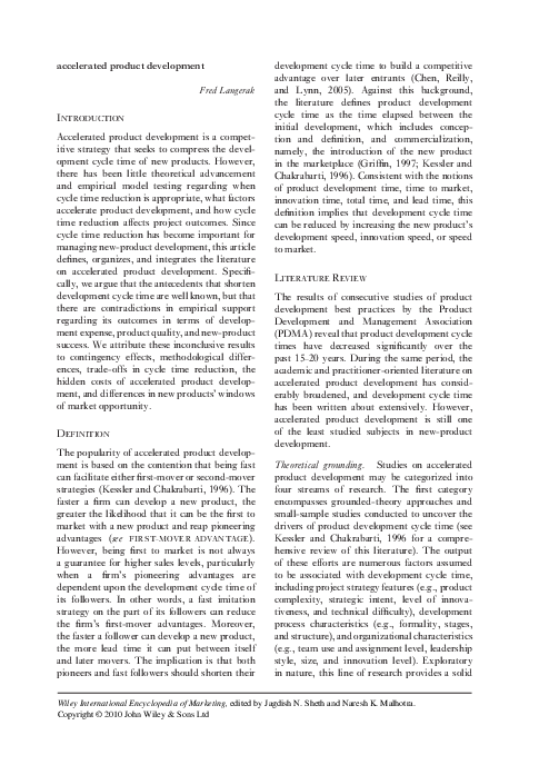 (PDF) accelerated product development