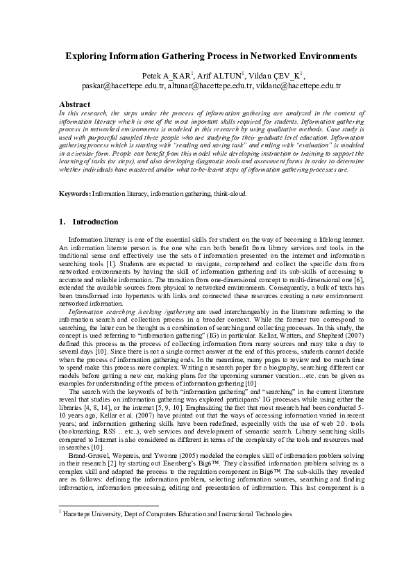 (PDF) Exploring Information Gathering Process in Networked Environments