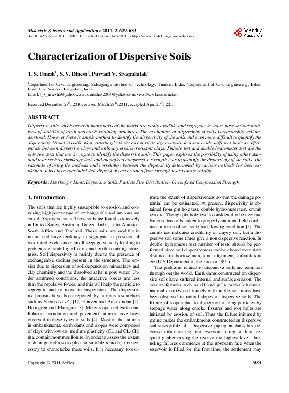(PDF) Characterization of Dispersive Soils