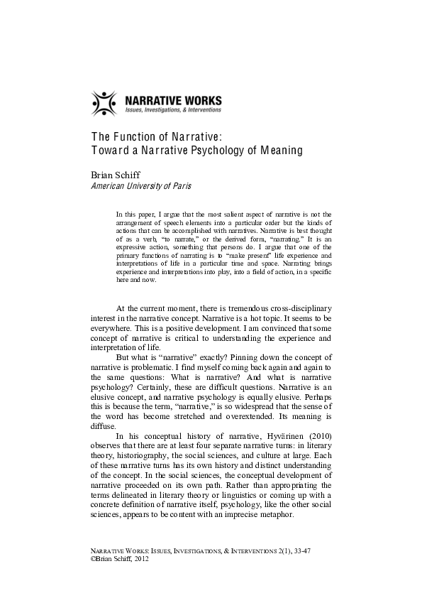 (PDF) Narrative functions