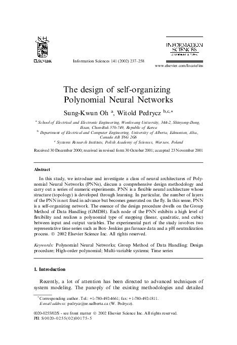 (PDF) The design of self-organizing polynomial neural networks