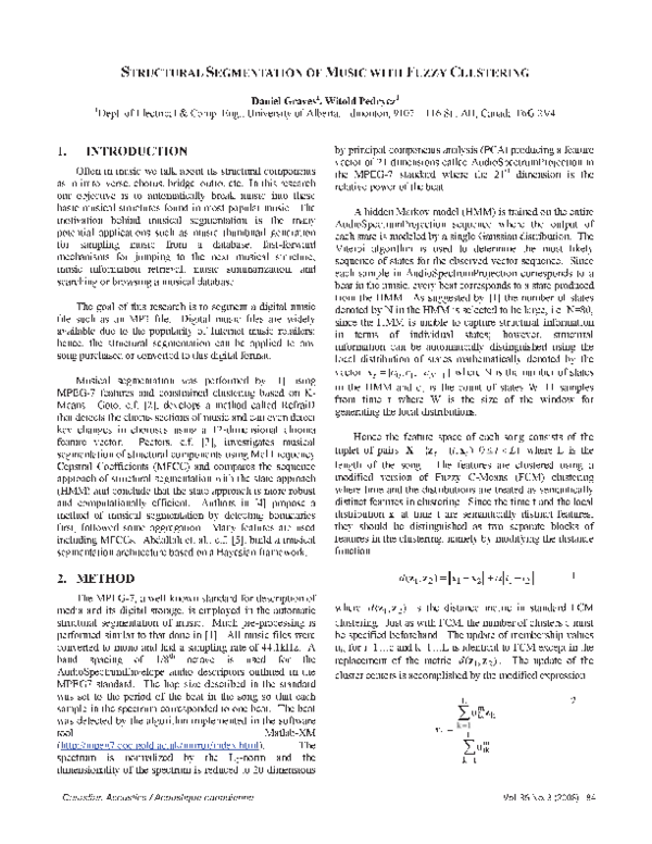 (PDF) Structural segmentation of music with fuzzy clustering