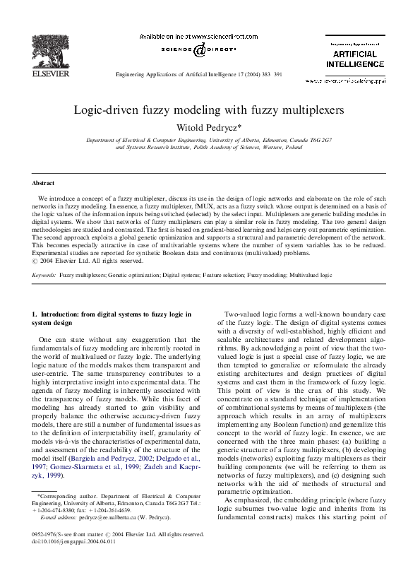 Pdf Logic Driven Fuzzy Modeling With Fuzzy Multiplexers