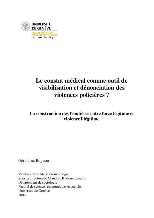 (PDF) Le constat médical comme outil de visibilisation et dénonciation ...