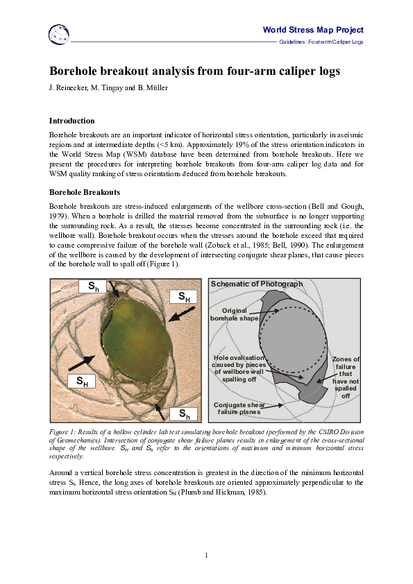 (PDF) Borehole breakout analysis from four-arm caliper logs