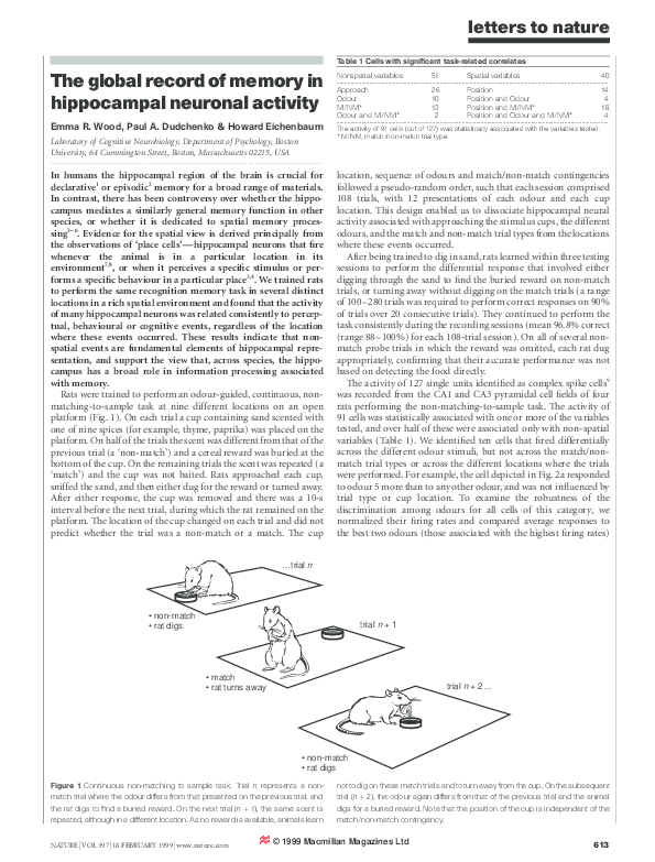 (PDF) The global record of memory in hippocampal neuronal activity