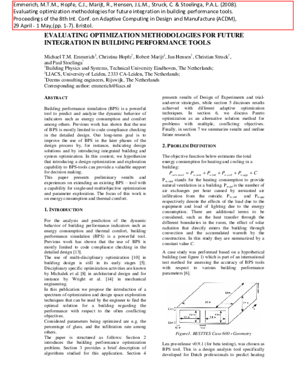 (PDF) Evaluating optimization methodologies for future integration in ...