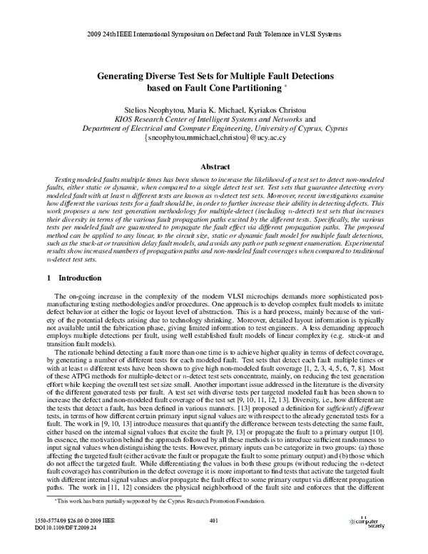 Pdf Generating Diverse Test Sets For Multiple Fault Detections Based On Fault Cone Partitioning