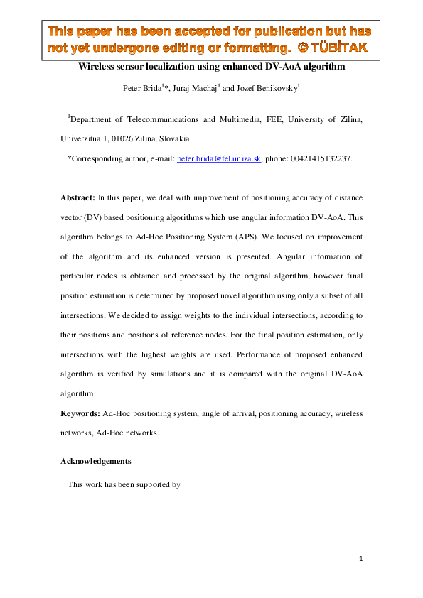 Pdf Wireless Sensor Localization Using Enhanced Dv Aoa Algorithm