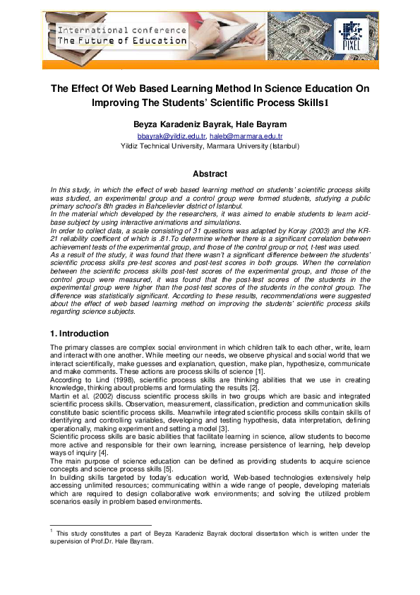 (PDF) Web-Based Learning's Impact on Science Skills