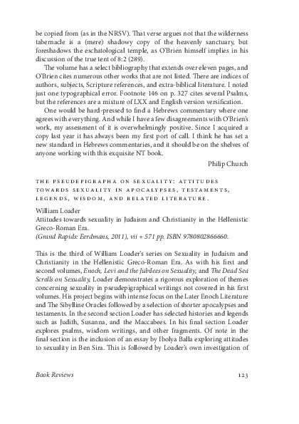 (PDF) William Loader: THE PSEUDEPIGRAPHA ON SEXUALITY: ATTITUDES ...