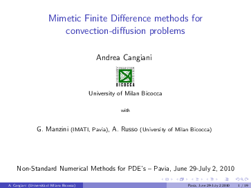(PDF) Mimetic Finite Difference methods for convection-diffusion problems