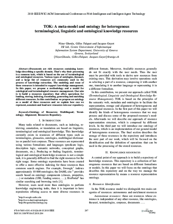 (PDF) Tok: A meta-model and ontology for heterogeneous terminological, linguistic and ...