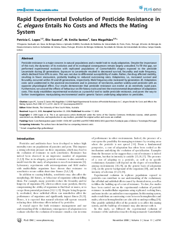 (PDF) Rapid experimental evolution of pesticide resistance in C ...