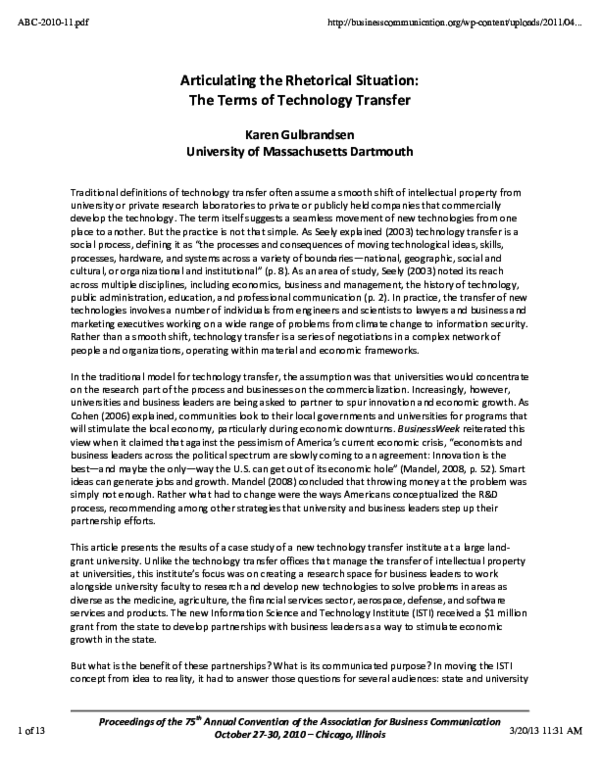 (PDF) Articulating the Rhetorical Situation : The Terms of Technology ...