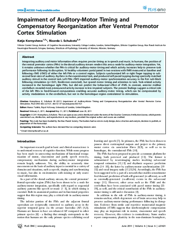 (PDF) Impairment of Auditory-Motor Timing and Compensatory ...