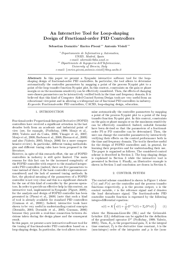 Pdf An Interactive Tool For Loop Shaping Design Of Fractional Order Pid Controllers