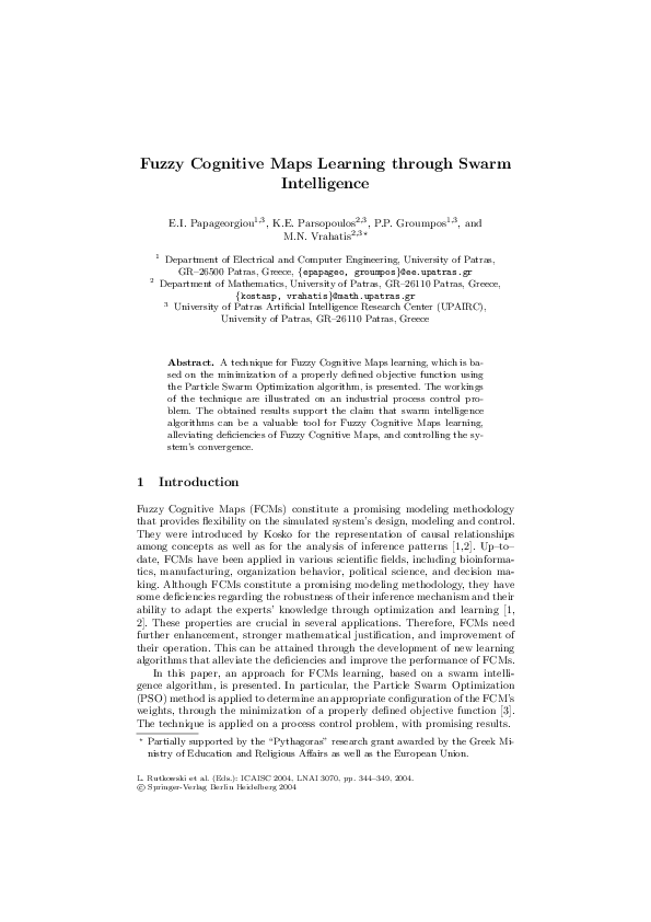 (PDF) Fuzzy cognitive maps learning through swarm intelligence