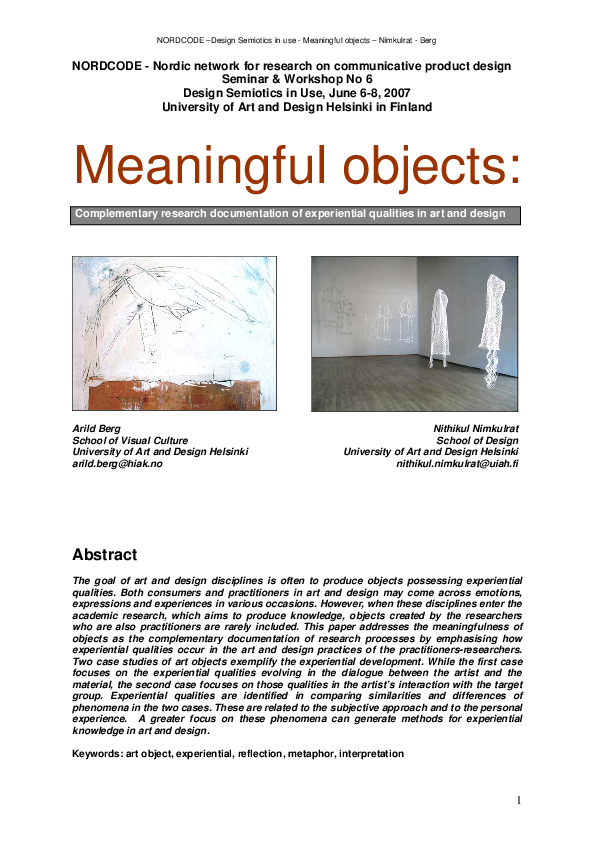 (PDF) Meaningful objects