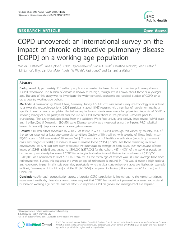 (PDF) COPD uncovered: an international survey on the impact of chronic ...