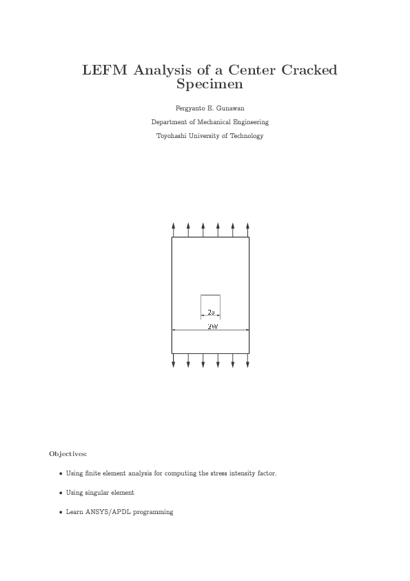 (PDF) LEFM Analysis of a Center Cracked Specimen