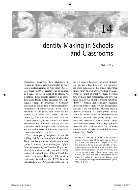 (PDF) Identity making in schools and classrooms