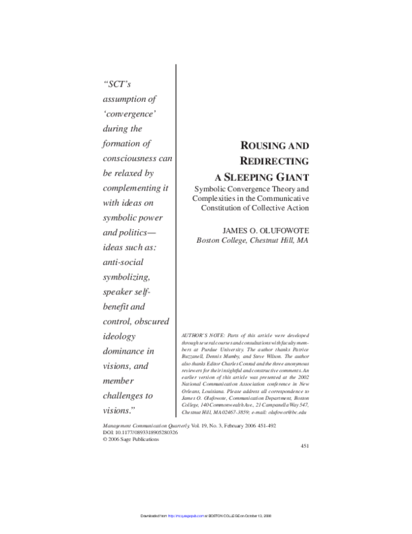 (PDF) Rousing and Redirecting a Sleeping Giant: Symbolic Convergence ...