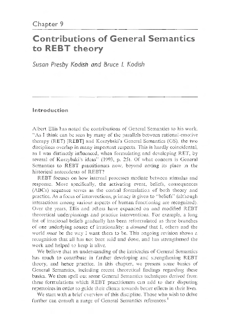 (PDF) Contributions of General Semantics to REBT Theory