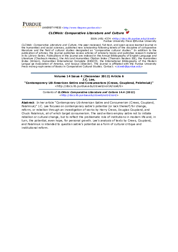 (PDF) “Contemporary US-American Satire and Consumerism”