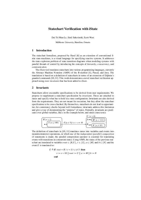 (PDF) Statechart Verification with iState