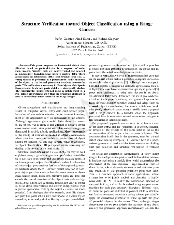 (PDF) Structure Verification toward Object Classification using a Range ...