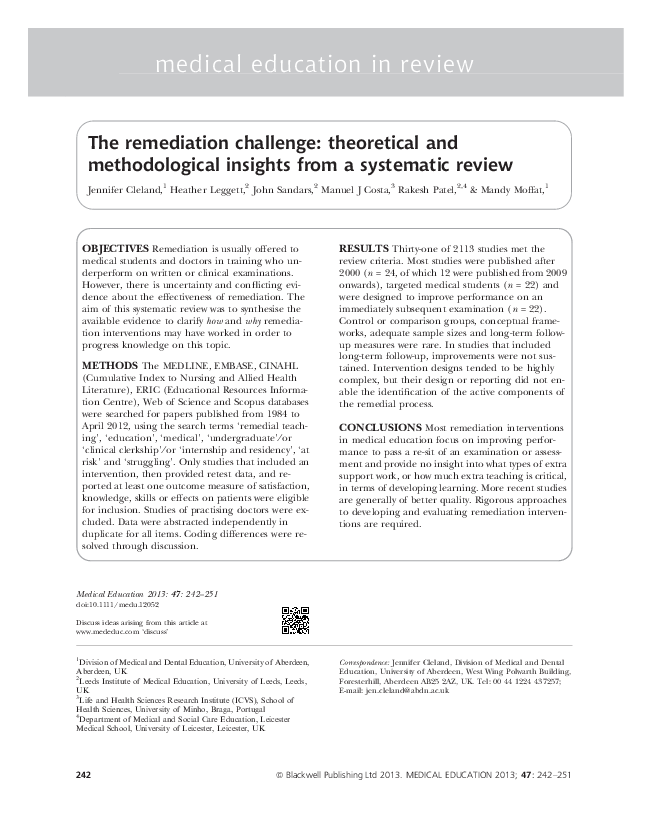 (PDF) The remediation challenge: theoretical and methodological ...