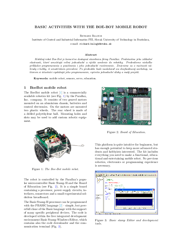 (PDF) Basic activities with the Boe-Bot mobile robot
