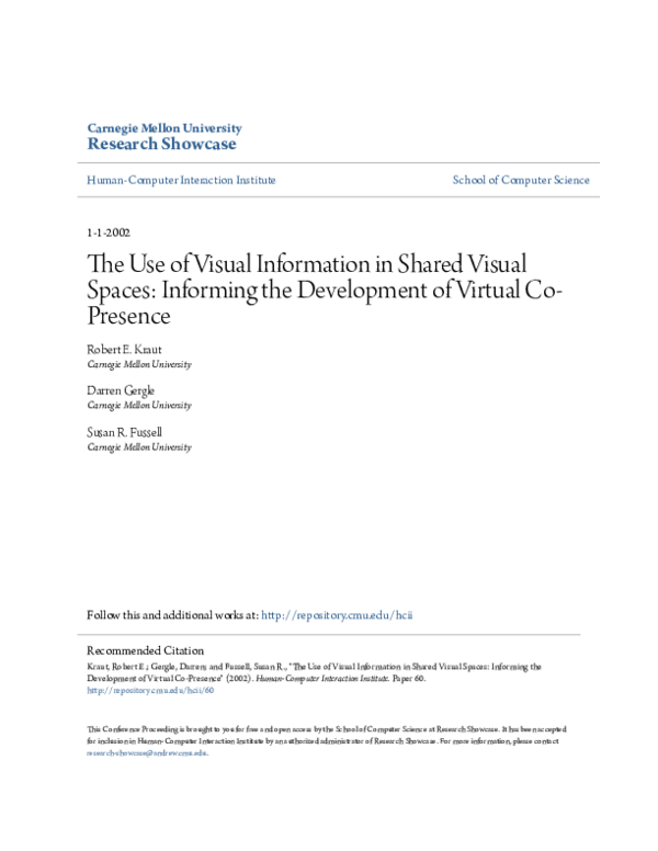 (PDF) The use of visual information in shared visual spaces: Informing ...