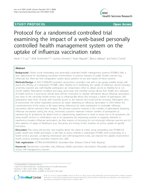 Pdf Protocol For A Randomised Controlled Trial Examining The Impact Of A Web Based Personally