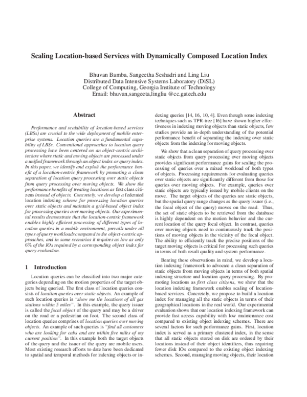 (PDF) Scaling Location-based Services with Dynamically Composed Location Index