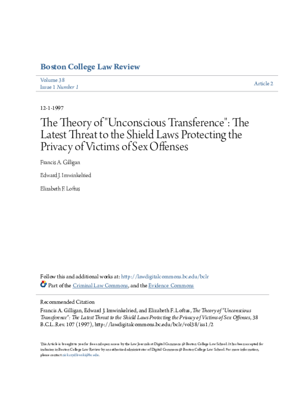 (PDF) Theory of Unconscious Transference: The Latest Threat to the ...
