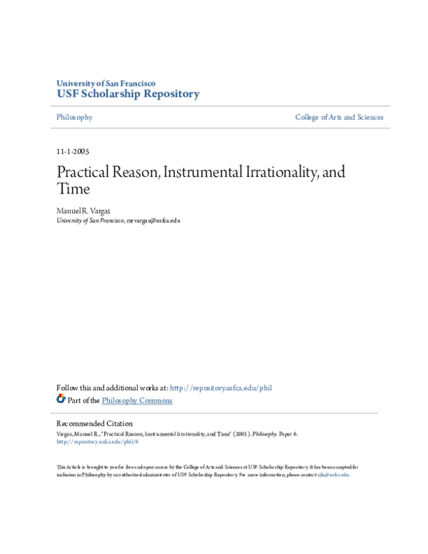 (PDF) Practical reason, instrumental irrationality, and time