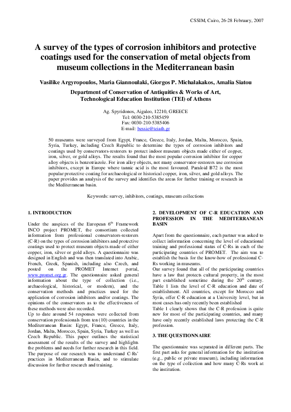 (PDF) A survey of the types of corrosion inhibitors and protective ...