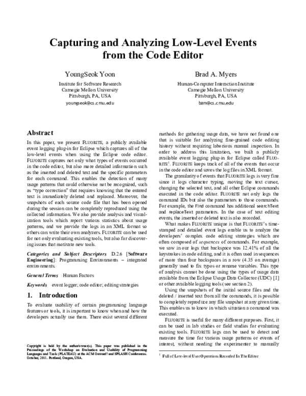 (PDF) Capturing and analyzing low-level events from the code editor