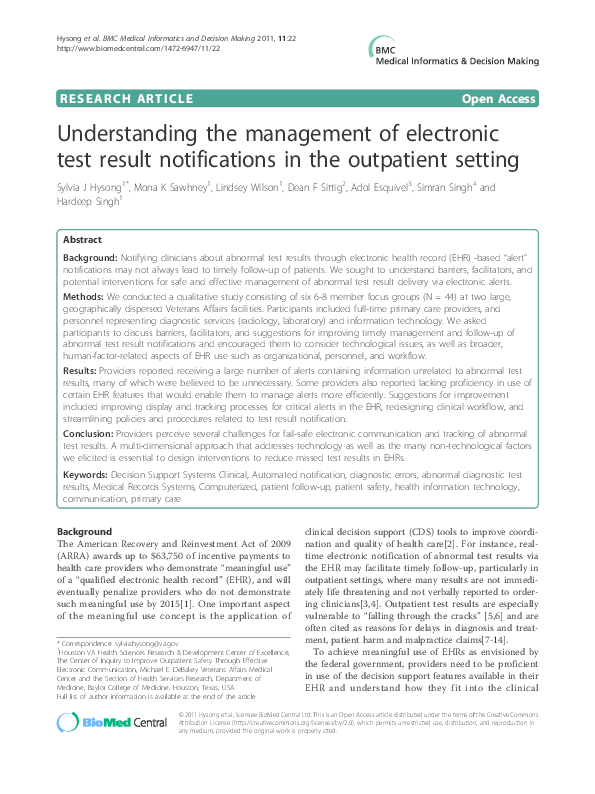 (PDF) Understanding the management of electronic test result ...