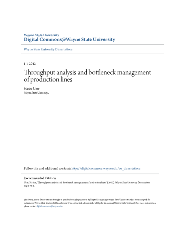 (PDF) Throughput analysis and bottleneck management of production lines