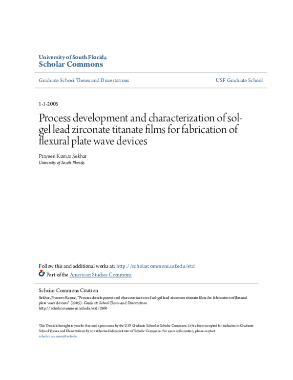 (PDF) Process development and characterization of sol-gel lead zirconate titanate films for ...
