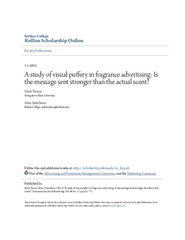 (PDF) A Study of Visual Puffery in Fragrance Advertising Is the message ...