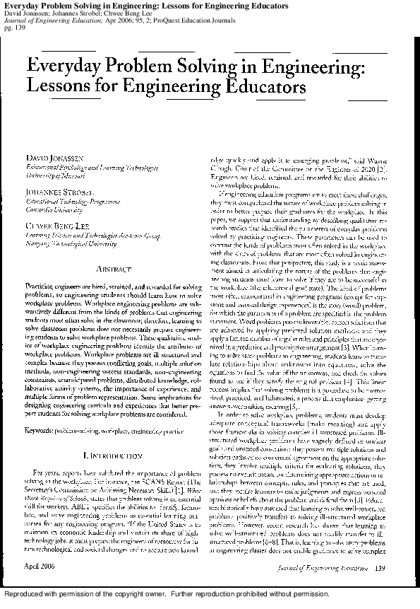 (PDF) Everyday problem solving in engineering: Lessons for engineering ...