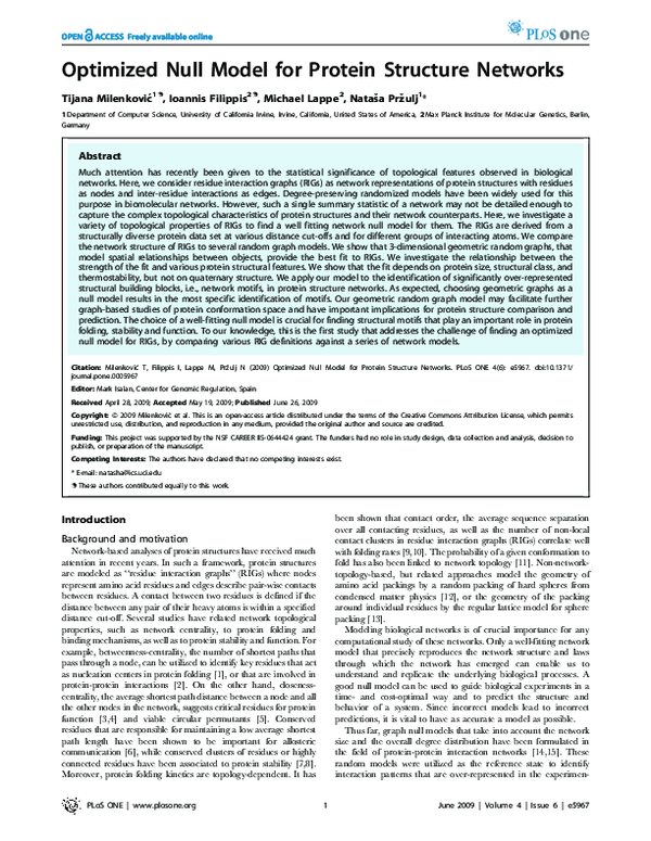 (PDF) Optimized null model for protein structure networks