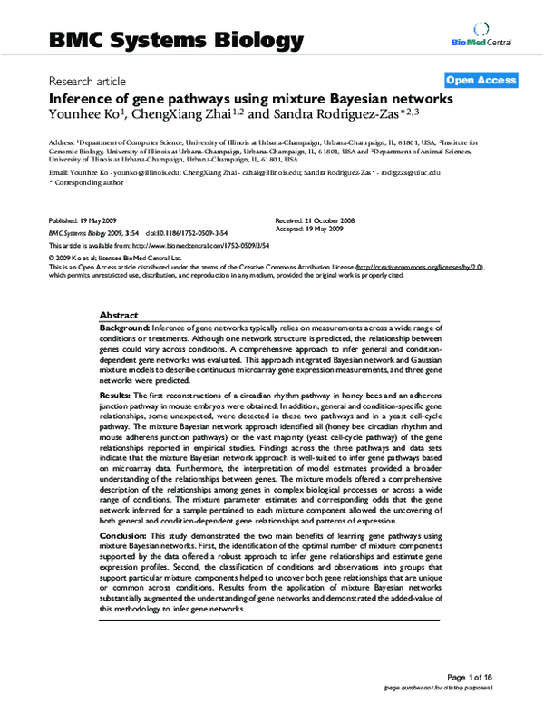 (PDF) Inference of gene pathways using mixture Bayesian networks